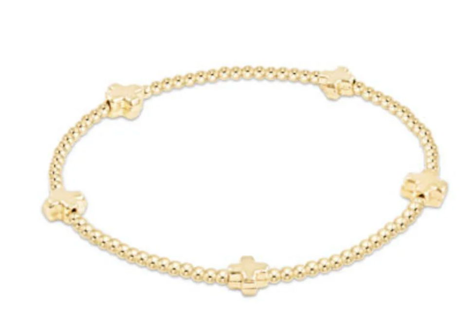 enewton Signature Cross Small Gold Pattern 2mm Bead Bracelet - Gold – Woven